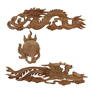 EPMANN Chinese Dragon Wood Carved Decal Corner Appliques Frame Wall Doors Furniture Woodcarving Wedding Decoration Vintage Home Decor (Color : 30cm)