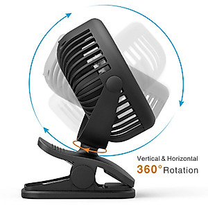 Cambond Baby Stroller Fan Clip - On Fans Battery Powered Rechargeable Baby Fan with 3 Adjustable Speed Desk Table Portable USB Small Fan for Travel Camping Fishing Boating