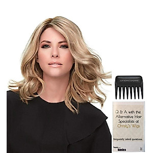Bundle - 3 item: Top Smart Wavy 12" Hair Topper by Jon Renau, Christy's Wigs Q & A Booklet & Wide Tooth Comb - Color: 1B