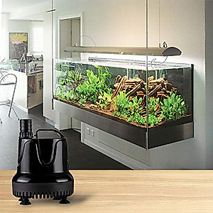 hygger 215 GPH Quick Water Change Aquarium Pump Submersible Fountain Water Pump Fish Tank Pond Drain Transfer Pump with 2 Adaptors Black