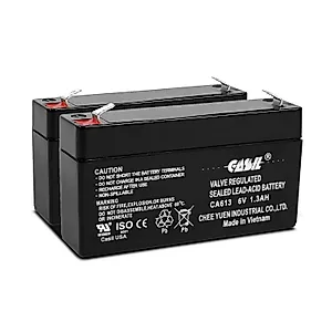 Casil 6V 1.3Ah Replacement Battery Compatible with WB613 UB613 PS612 WKA6-1.3F ExpertPower EXP612 6V 1.2 Mighty Max ML1.3-6 Crome AJC SigmasTek Elk 0613 NPP NP6-1.3 2 Pack