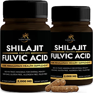 (2 Bottles) Shilajit Supplement for Men & Women | Shilajit Pure Himalayan Organic (2,000 mg) Natural Shilajit Capsules | Fulvic Acid Supplement | Rich with Trace Minerals | 120 Count.