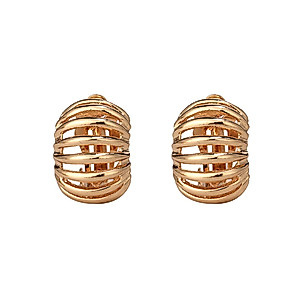 Gold Filigree Hoop Clip On Earrings Lightweight Hoop Earrings Clip Earrings for Women