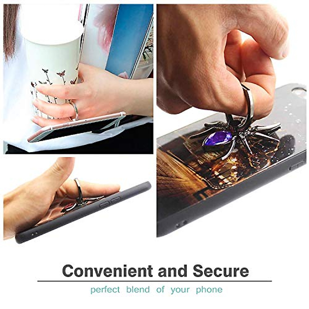 Spider Phone Ring Holder Stand, Allengel Animal Phone Ring Finger Grip Rhinestone Phone Kickstand for All Smartphone (Purple)