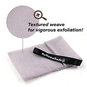 myHomeBody Soap Pocket Exfoliating Soap Saver Pouch, Body Scrubber Sponge, Exfoliator for Bath or Shower, for Large Bar Soap or Leftover Bits, White Smoke, 2 Pack + 2 Soap Lifting Pads