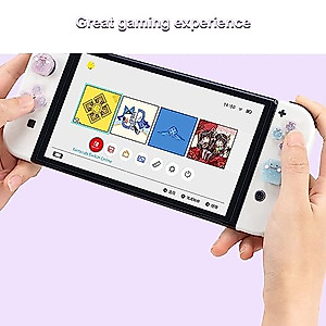 Jusy Cross D-Pad Button Caps Thumb Grips Set, Compatible with Nintendo Switch/OLED/Switch Lite, Cute 3D Soft Silicone ABXY Buttons Sticker Joystick Cover Caps, 132