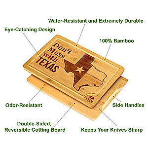 Bamboo State Cutting Board for Kitchen – Texas Cheese Board, Charcuterie Platter & Serving Tray, (15" x 10")