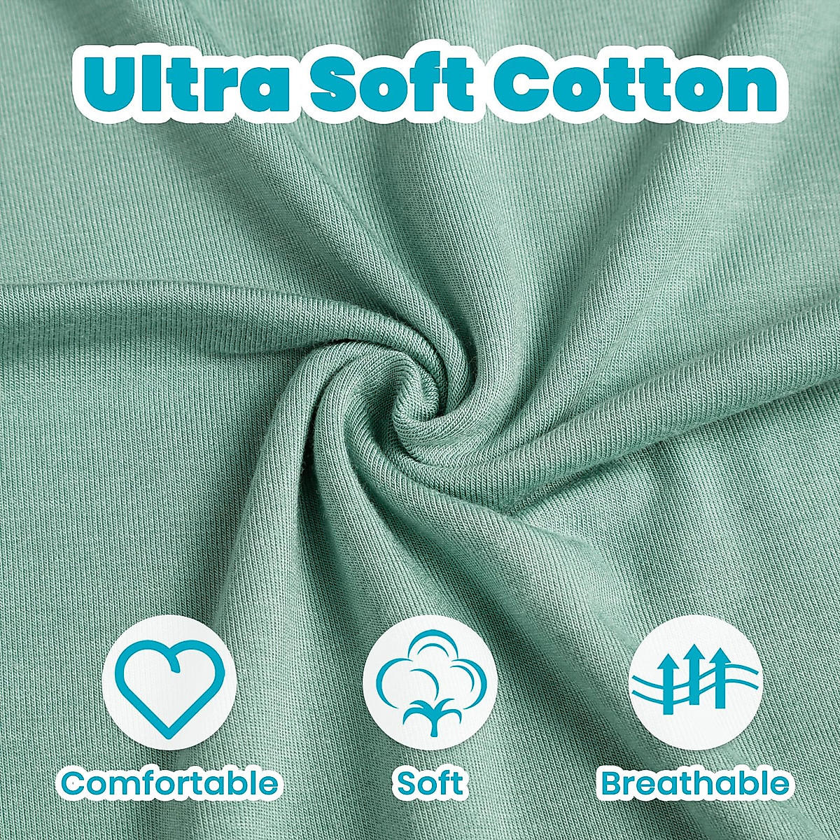 Newborn Baby Knotted Gown, Super Soft Silky Infant Long Sleeve Sleeper with Tie Bottom, Baby Girl and Boy Sleep Gown with Mittens, Bow, and Hat Set Grey Green