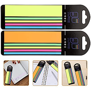 Tofficu 2 Boxes Sticky Note Pads Set Long Page Markers Index Tabs Colored Bookmarks Fluorescence Page Marker Style 2