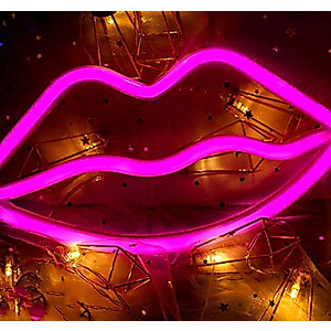 MorTime Cute Neon Signs, LED Neon Light for Party Supplies, Girls Room Decoration Accessory, Table Decoration, Children Kids Gifts (Lip Shaped)