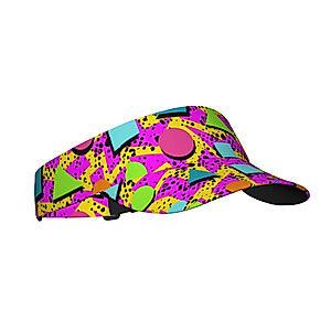 ADHOKMJL 80s 90s 80'S 90'S Visor Hats for Women Men, Adjustable Wide Brim Sun Caps for Sports Golf