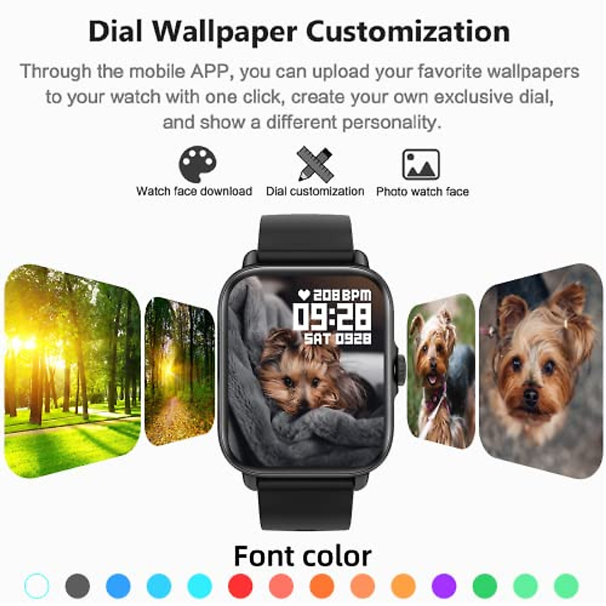 Smart Watch (Answer/Make Call), 1.7" Smartwatch with Text and Call for Android iOS Phones, IP68 Waterproof Fitness Tracker with Sleep Monitor, Pedometer, Blood Oxygen, Fitness Watch for Women and Men