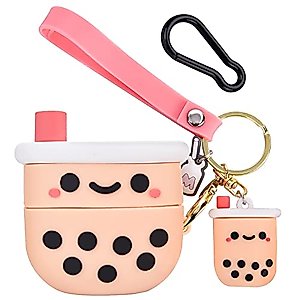Cute Airpods 3 Case Cover with Boba Keychain Girly Pink Milk Tea Design Compatible with AirPods 3rd Generation Case 2021 for Women and Girls