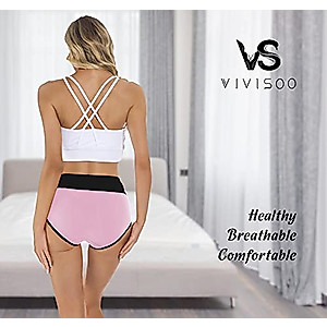 VIVISOO Women's Cotton Underwear High Waisted Hipster Cheeky Briefs Cute Ladies Panties 5-Pack X-Large