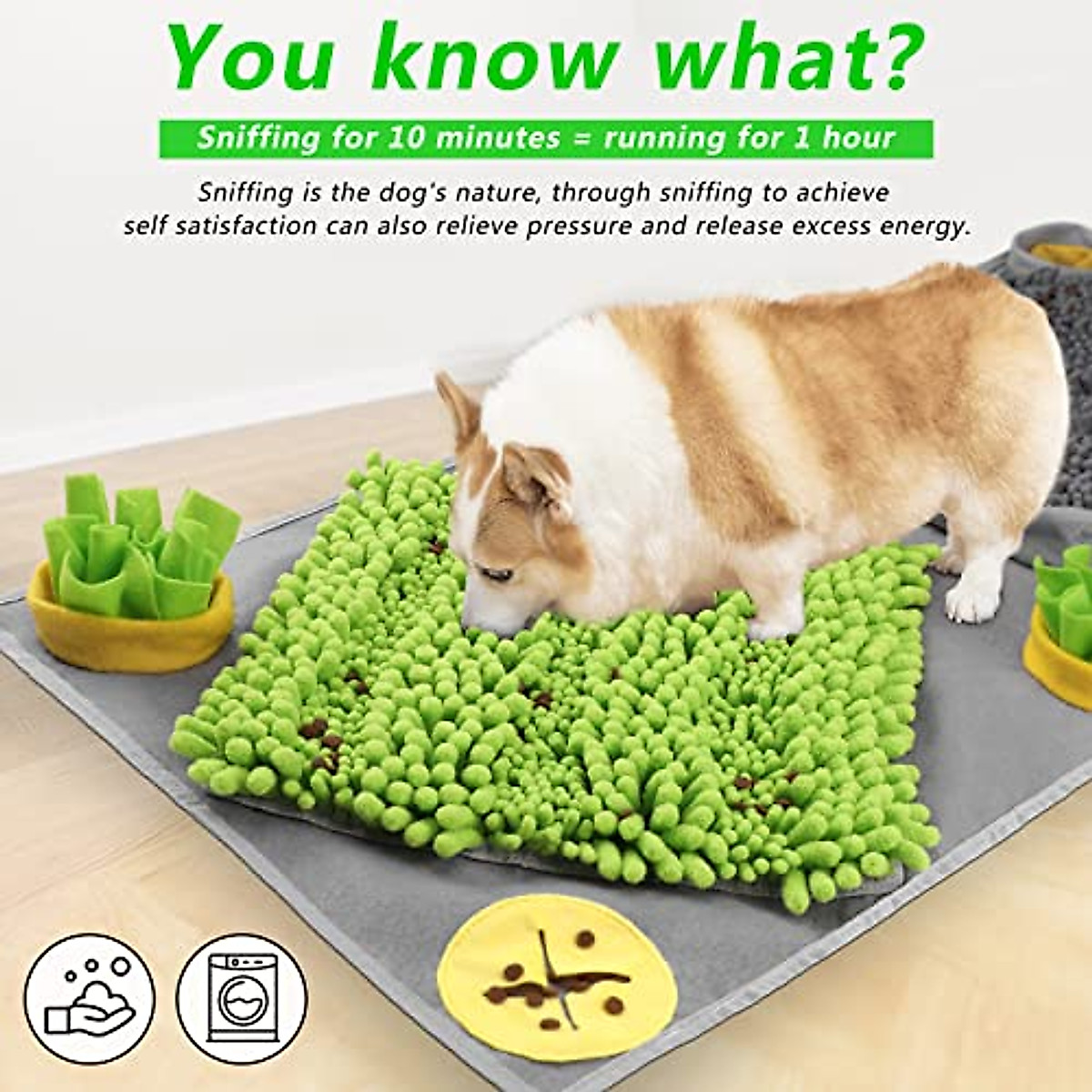 Snuffle Mat for Dogs, 37.8'' X 18.9'' Sniffing Mat Dog Feeding Mat for S/M/L Dogs, Slow Feeder Interactive Dog Puzzle Toys for Slow Eating and Stress Relief