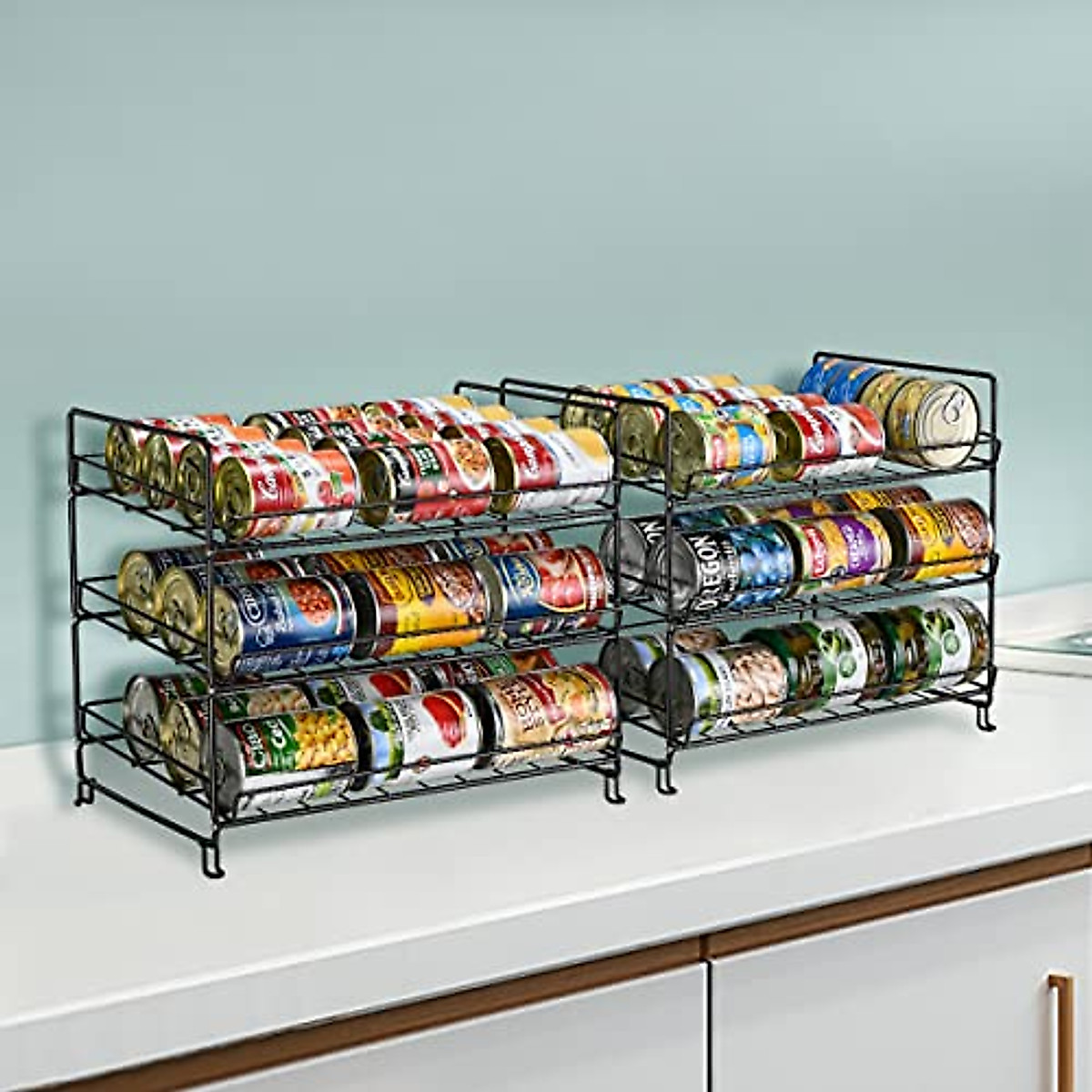 2 Pack- SUFAUY Can Rack Organizer, Stackable Can Storage Dispenser Holds up to 72 Cans for Kitchen Cabinet or Pantry, Bronze