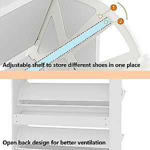SINROM Shoe Cabinet for Entryway, Slim Shoe Storage Cabinet with 2 Flip Drawers, Freestanding Shoe Organizer with Open Shelf for Hallway, White