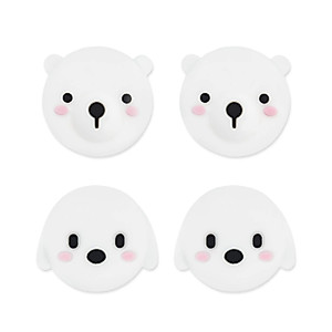 GeekShare 4PCS Cute Animal Theme Thumb Grip Caps,Soft Silicone Joystick Cover Compatible with Nintendo Switch/OLED/Switch Lite - Bear and Dog