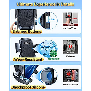 YRU [Upgrade 80LBS Strong Suction] Car Phone Holder Mount,[Bumpy Road Stable] Dashboard Cell Phone Holder for Car Air Vent Windshield Phone Stand for iPhone 14 13 12 Pro Max Samsung & Pickup Truck