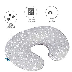 Nursing Pillow Cover 2 Pack Compatible with Boppy Pillow, 100% Jersey Cotton with Large Zipper Super Soft & Breathable & Skin Friendly for Moms/Baby, Grey & White