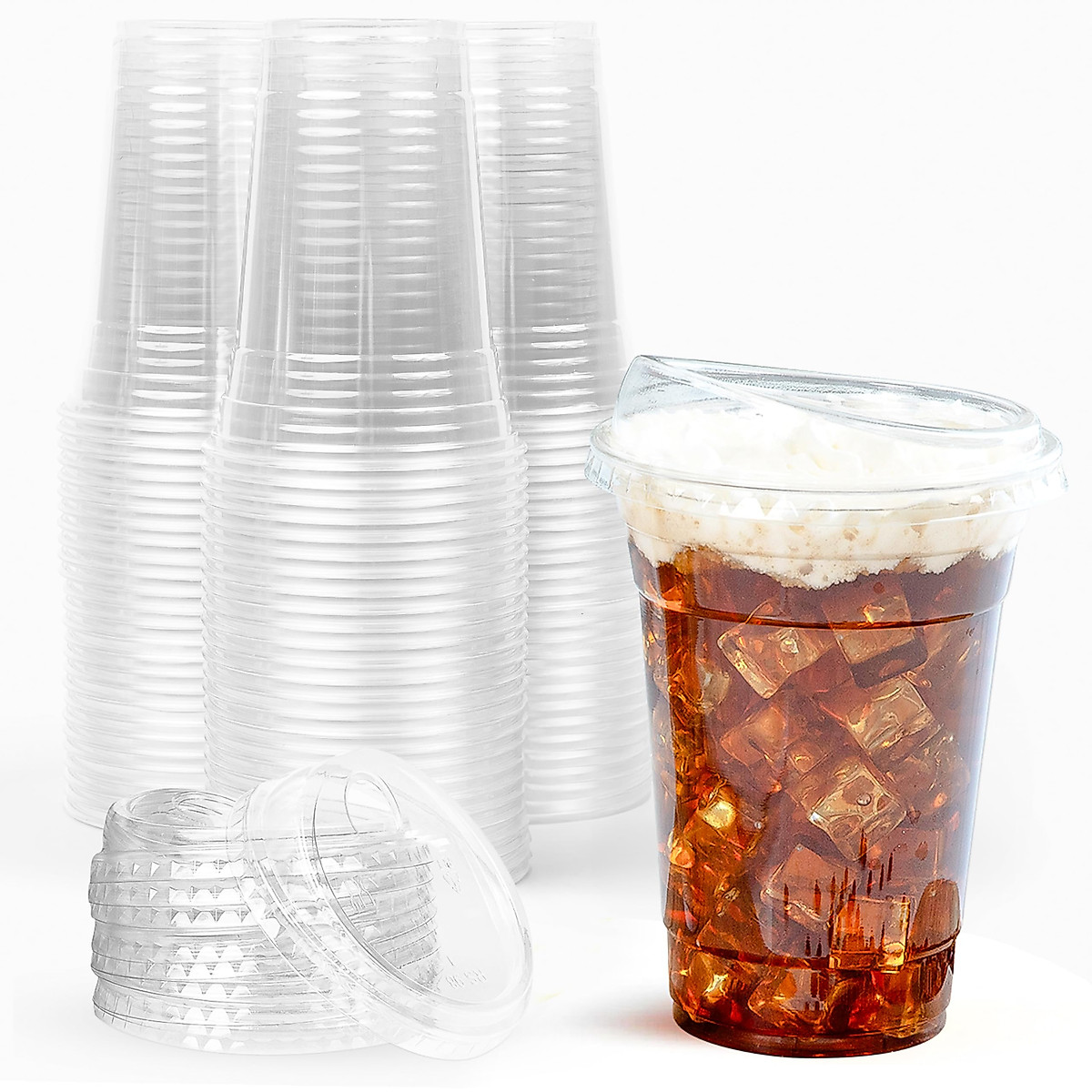 200 Clear Plastic Cups | 16 oz Plastic Cups | Disposable Cups | PET Clear Cups | Plastic Water Cups | Plastic Beer Glass | Clear Plastic Party Cups