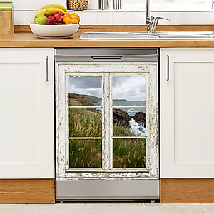 Dishwasher Magnet Cover Blue Green Waves Crashing Against Cliffs Near Clifden Ireland Magnetic Refrigerator Stickers Decorative Appliance Cover Fridge Panels Metal Door Garage 23x26in