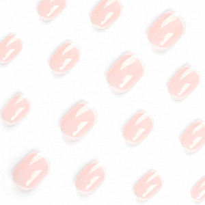Petite Press on Nails Extra Short French Tip Fake Nails Nude Stick on Nails Cute French Tip Glue Nails Gloss False Nails Reusable Artificial Nails for Women Manicure Art