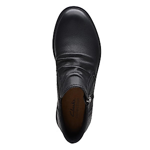 Clarks Women's Hearth Dove Ankle Boot, Black Leather, 9 Wide