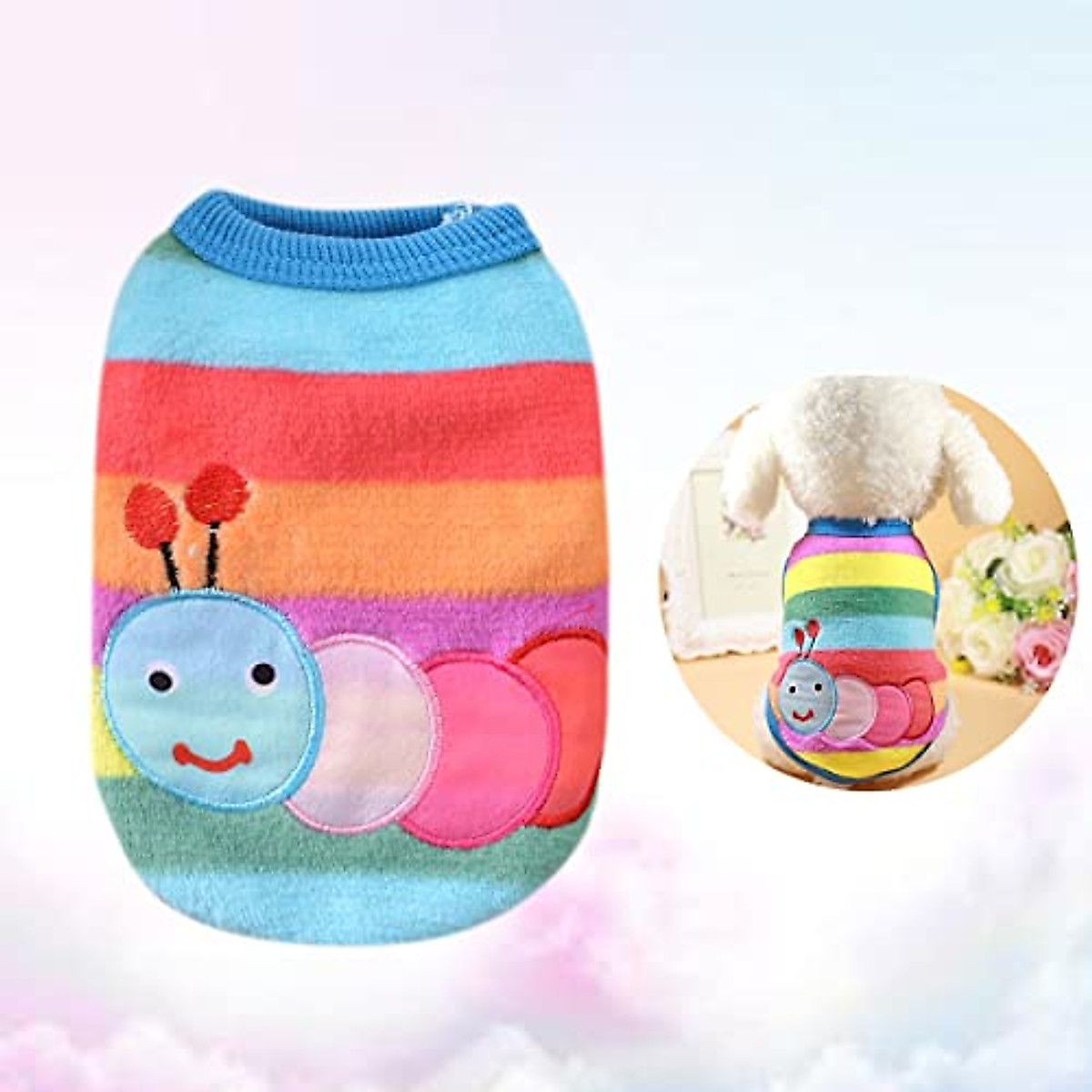 2pcs Vest T Caterpillar Dog Animals Chihuahua Small XXS Rabbit T- Shirt Cartoon Flannel Pet French Puppy Ferret Bunny for Warm Size - Outfit Shirt, Clothes Dogs Fleece