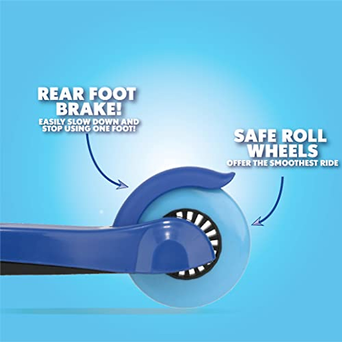 Self Balancing Scooter - Toddler & Kids Scooter, 3 Wheel Platform, Foot Activated Brake, 75 lbs Weight Limit, for Ages 3 and Up