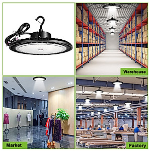 SENSAN led UFO LED High Bay Light 240W 1-10V Dimmable High Bay Led Shop Lights 5000K US Plug&Hook High Bay Led Lights 36000LM ETL Listed - Ideal Led Shop Lights UFO Lights Led Warehouse Lights