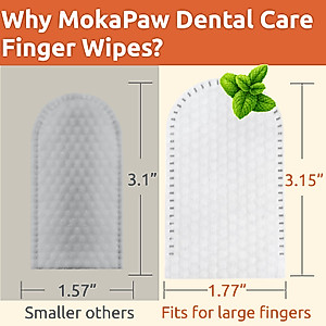 MokaPaw Dog Teeth Cleaning Wipes - Dog Tooth Wipes - Dental Wipes for Dogs Teeth - Cat Teeth Cleaning Wipes - Dog Teeth Wipes - Pet Dental Finger Wipes for Dogs and Cats - 40 Count