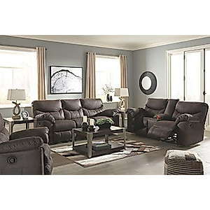 Signature Design by Ashley Boxberg Oversized Faux Leather Manual Pull Tab Reclining Sofa, Dark Brown