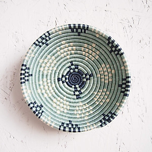 Small African Basket- Kayumba/Rwanda Basket/Woven Bowl/Sisal & Sweetgrass Basket/Blues, White