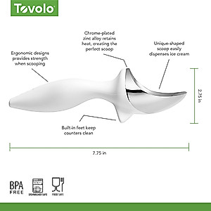 Tovolo Tilt-Up Ice Cream Scoop (White) - Non-Slip Grip Ice Cream Scooper with Footed Handle – Ice cream Scoop for Cookie Dough, Gelato, Sorbet & Frozen Treats - Dishwasher Safe & BPA-Free