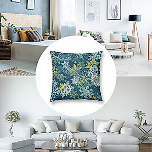 Meaudiwes Square Decorative Pillow Covers 24" X 24", Christmas Decorations Snowflakes Cushion Cover Soft Short Plush Pillowslip for Sofa Bedroom Home Decoration
