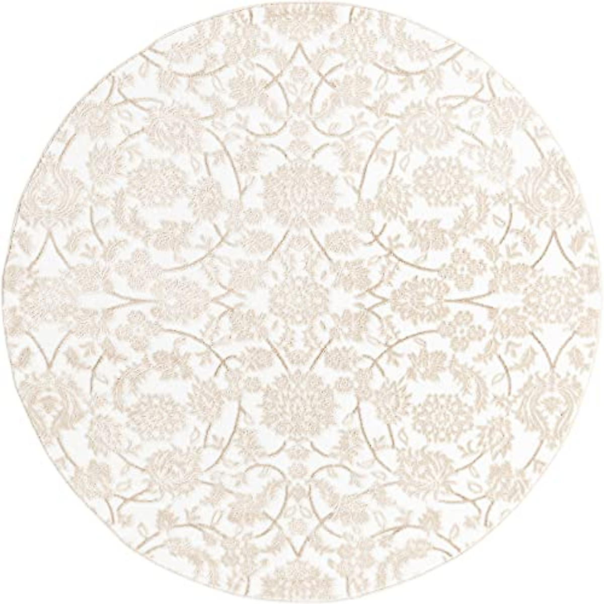 Rugs.com Nepal Collection Rug – 5 Ft Round Snow White Medium Rug Perfect for Kitchens, Dining Rooms