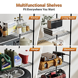 HealSmart Heavy Duty 5-Shelf Shelving Unit, 29" D x 14" W x 61" H, 5 Tier, Black