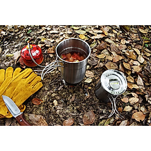 DZRZVD Camping Cups and Mugs Pot 2Pcs -304 Food Grade Stainless Steel - Outdoor Cookware Set with Vented Lid -33oz Big+24oz Small for Backpacking Picnic Hiking