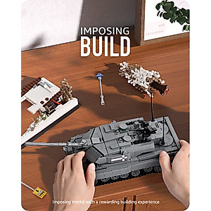 Nifeliz Leopard II A7, Technical Tank Building Set, WW2 Military Model Toy for Adults (1,324 Pieces)