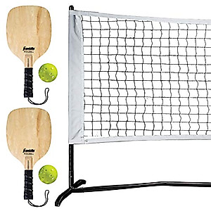 Franklin Sports Pickleball Net Set Outdoor Portable Pickleball Court Net - (2) Paddles + (2) Pickleballs - Half Court Set