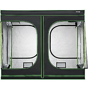 VEVOR Grow Tent, 96" x 48" x 80" Hydroponics Mylar Grow Room with Observation Windows and Removable Floor Tray, 100% Lightproof Large Grow Closet for Indoor Plants Growing, 8'x4' Reflective Plant Tent