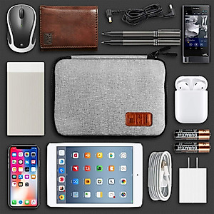 Travel Cable Organizer Bag Double Layer Waterproof Portable Electronic Accessories Organizer for USB Cable Cord Phone Charger Headset Wire SD Card with 10pcs Cable Ties(Grey)