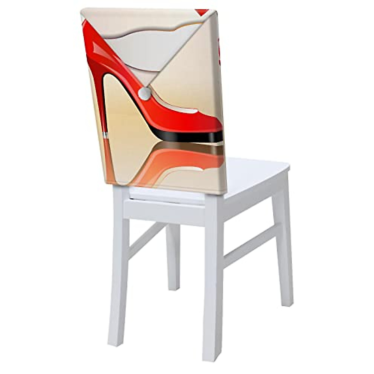 Dining Room Chair Back Covers, Sexy Red High Heels Lipstick Rose Chair Covers Kitchen Chair Slipcovers Protective Covers for Holiday Party Festival Decoration, Set of 8