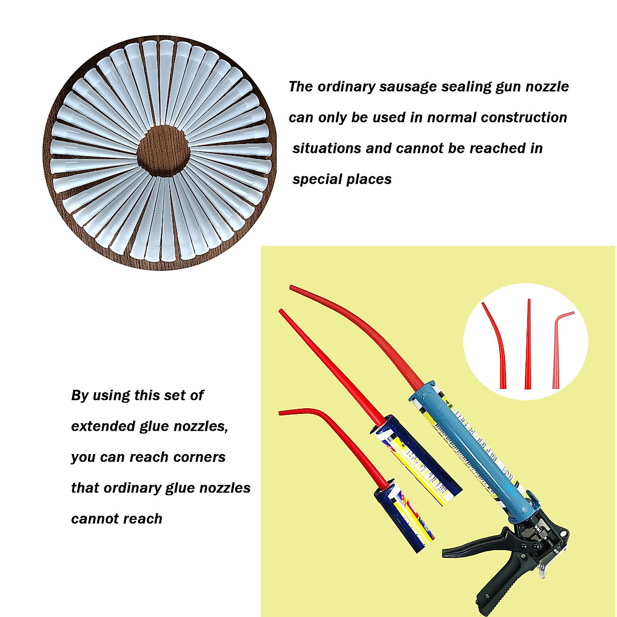 HAMUULL 3 PACK Caulking Nozzle Extension Tube，caulking extension nozzle,caulking gun extension nozzle,caulk tube extension