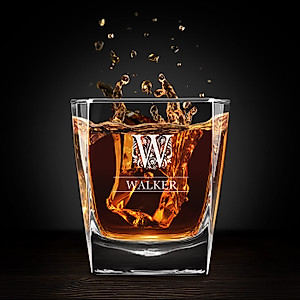 Maverton Whiskey glass set for man - Personalized Tumblers for whiskey - Drinking glass cups - Set of 6 glasses for him - Customized whisky gift for Birthday - Glassware - MONOGRAM