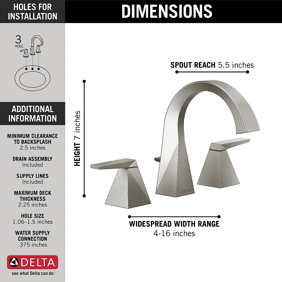 Delta Faucet 35546-SS-PR-MPU-DST Trillian Bathroom Faucet, Lumicoat Stainless