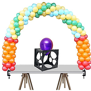 Worown 11 Holes Collapsible Black Plastic Balloon Sizer Box, Balloon Sizer Cube, Balloon Size Measurement Tools for Balloon Decorations, Balloon Arches (2-10 Inch)