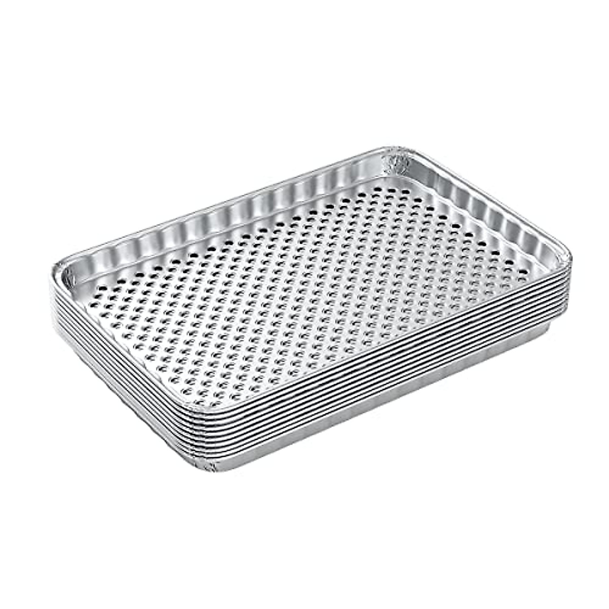 Grilling Corner 10-Pack Disposable Grill Pans for Outdoor Grill/BBQ Broiler Pans/Grilling Trays/Grill Drip Pan/Tray Liner,Prevents Food from Falling into The Grill or Sticking to The Grate