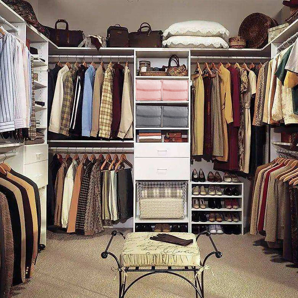 DOB SECHS Large 9 Grids Wardrobe Clothes Organizer, Upgraded Organizer for Folded Clothes, for Jeans, Underwear, Tight pants, Scarves, Sweater, T-Shirts, Dresses（Grey）